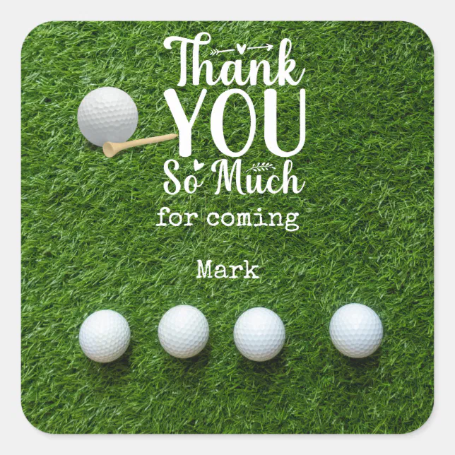 Golf Thank You Square Sticker | Zazzle