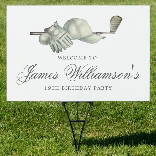 Golf Theme 19th Birthday Custom Welcome Yard Sign | Zazzle