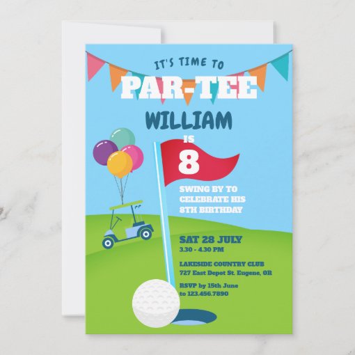 Golf Theme Birthday Party Partee Invitation | Zazzle