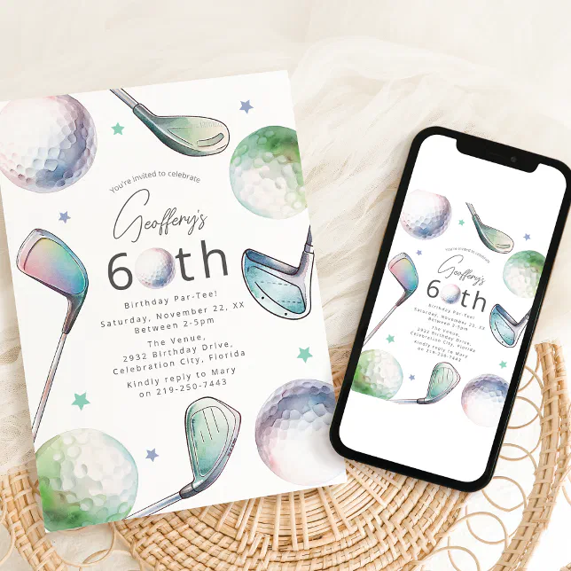 Golf Themed 60th Birthday Par-tee Invitation | Zazzle