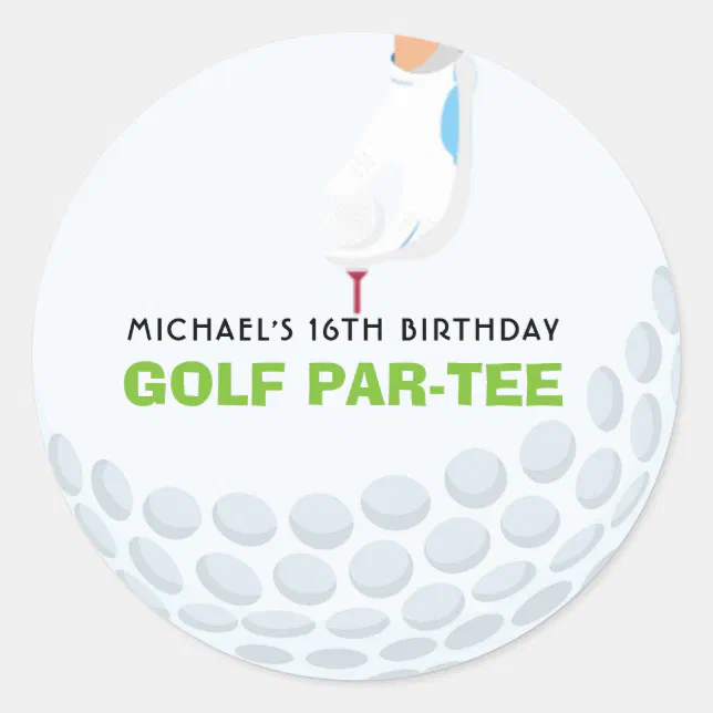 Golf Themed Birthday Classic Round Sticker | Zazzle
