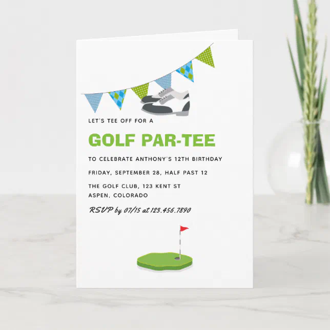 Golf Themed Birthday Party Invitation | Zazzle