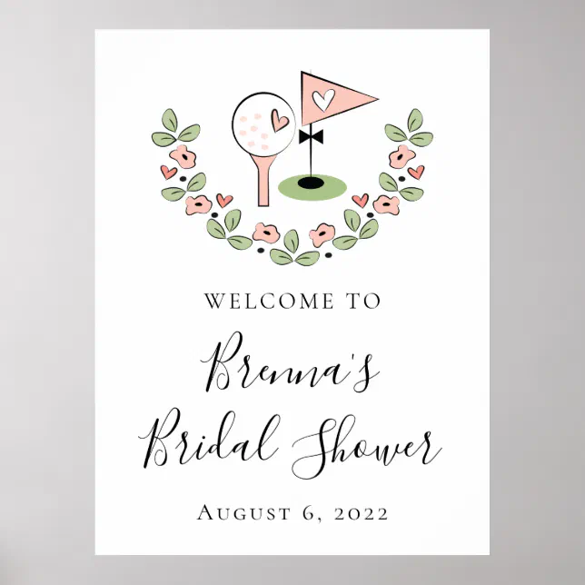 Golf Themed Bridal Shower Wedding Welcome Sign | Zazzle