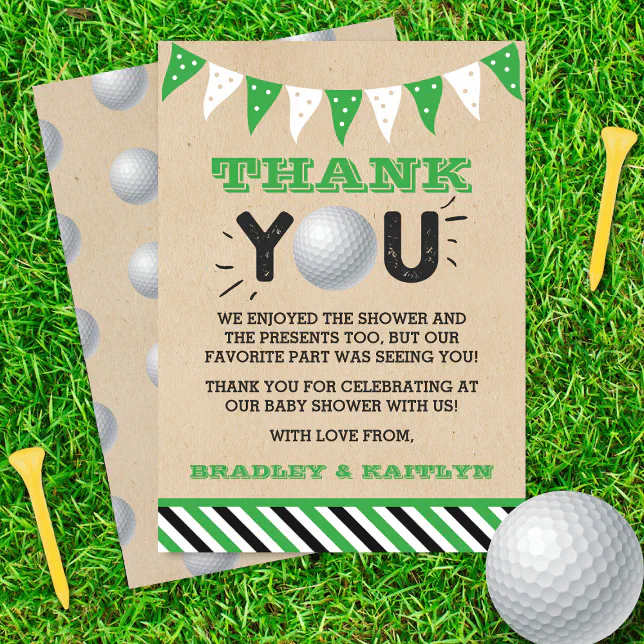Golf Themed Co-ed Baby Shower Thank You Card | Zazzle