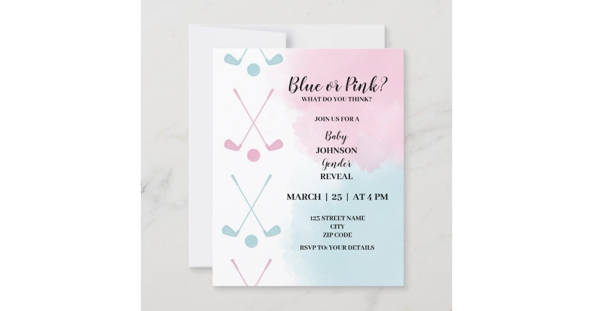 Golf themed gender reveal invitation | Zazzle