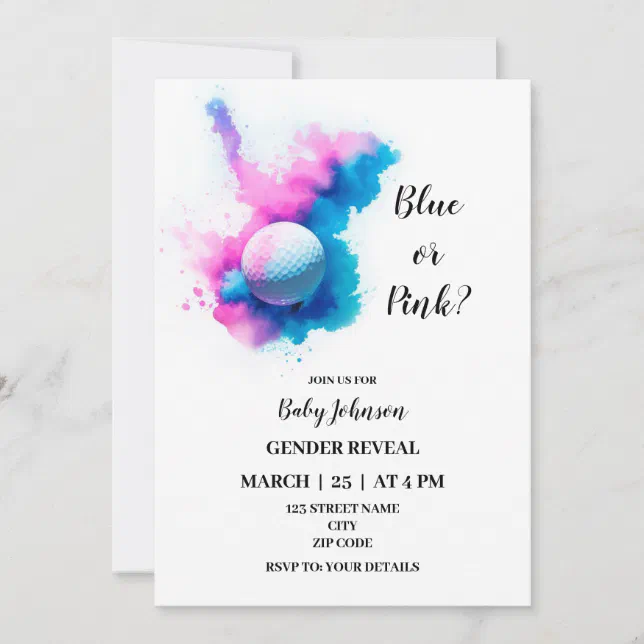 Golf themed gender reveal invitation | Zazzle