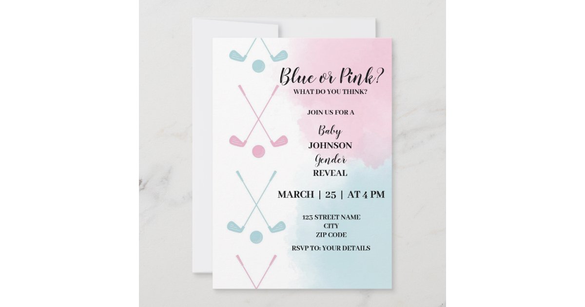 Golf themed gender reveal invitation | Zazzle