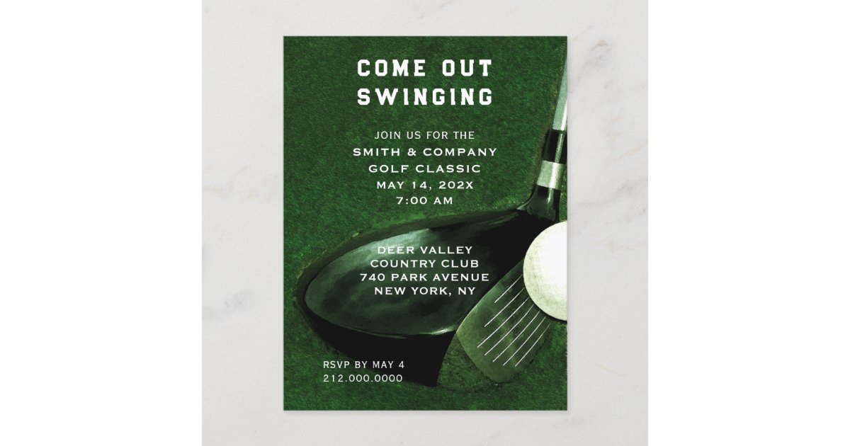 Golf Themed Invitation Postcard | Zazzle