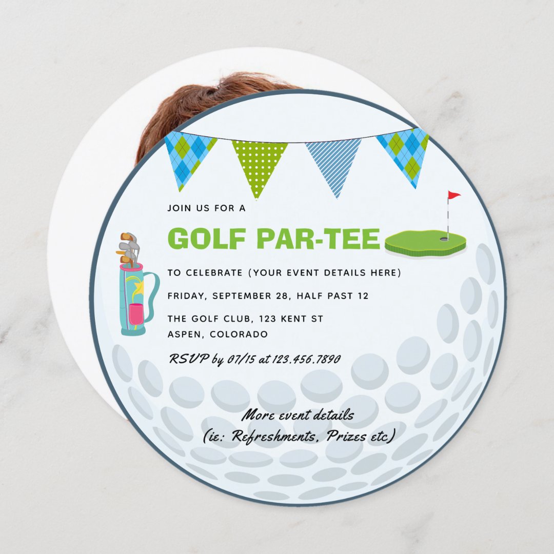Golf Themed Party Photo Invitation | Zazzle