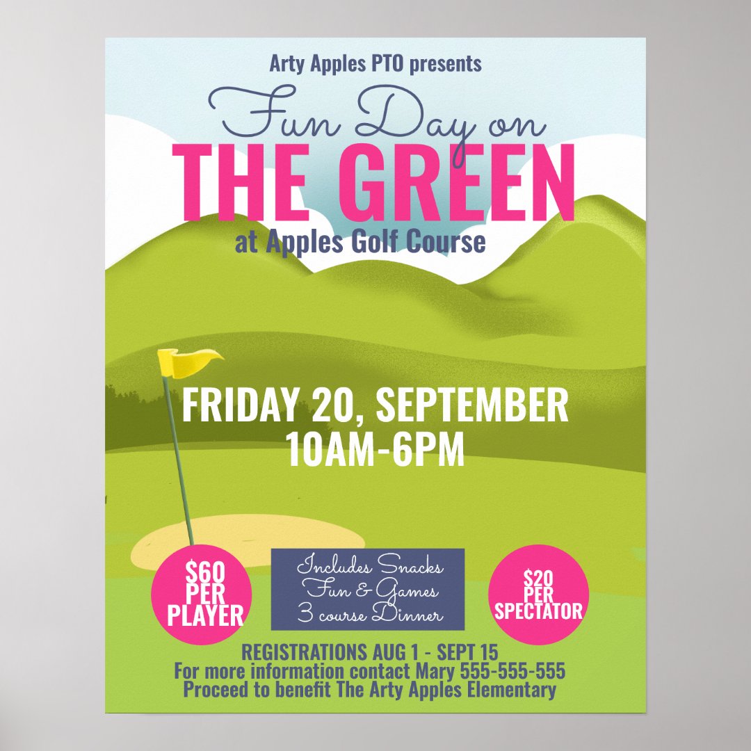 golf tournament fundraising flyer and poster | Zazzle