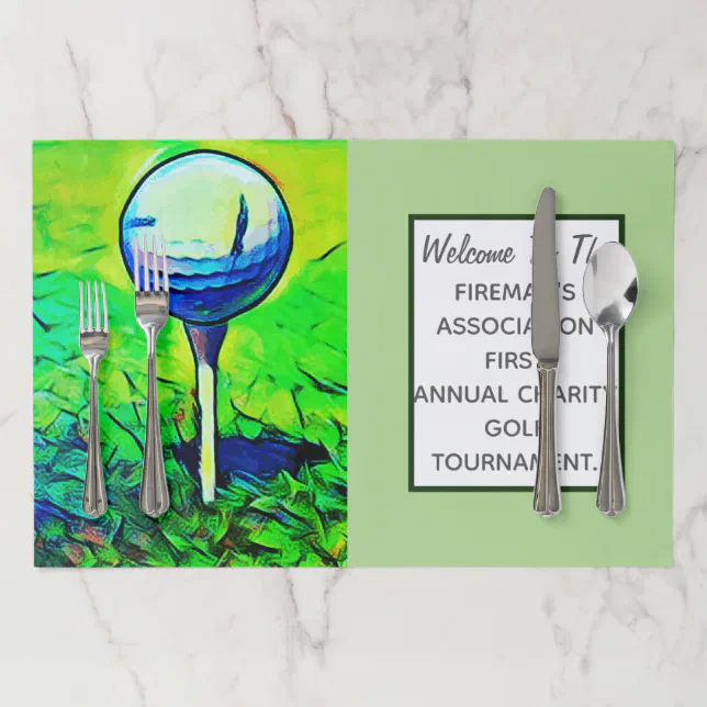 Golf Tournament Golfing Party Paper Placemat | Zazzle
