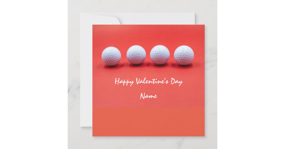 Golf Valentine's Day with golf balls are on red Holiday Card | Zazzle