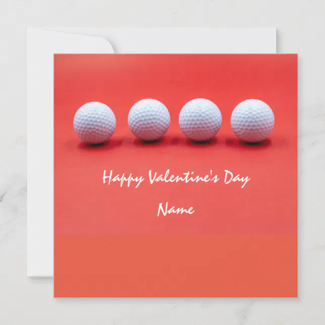 Golf Valentine's Day with golf balls are on red Holiday Card | Zazzle