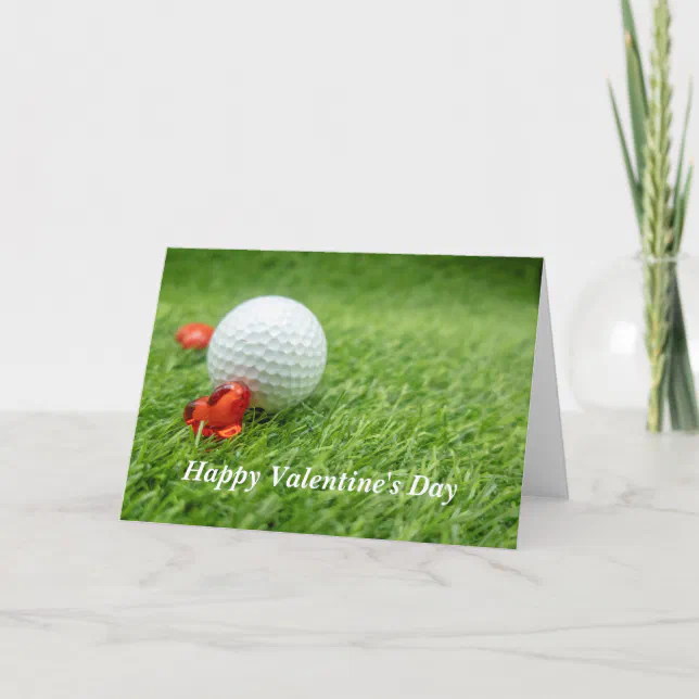 Golf Valentine's Day with love and golf ball Holiday Card | Zazzle
