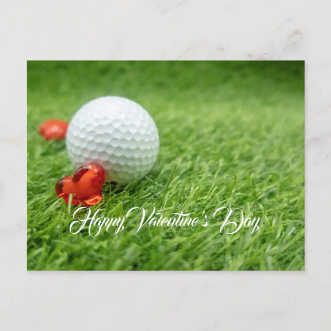 Golf Valentine's Day with love and golf ball Holiday Postcard | Zazzle
