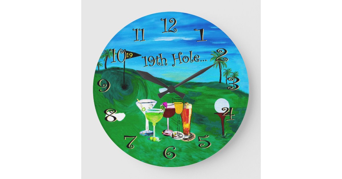 golf wall clock 19th hole | Zazzle
