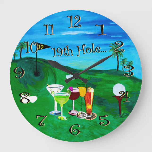 golf wall clock 19th hole | Zazzle