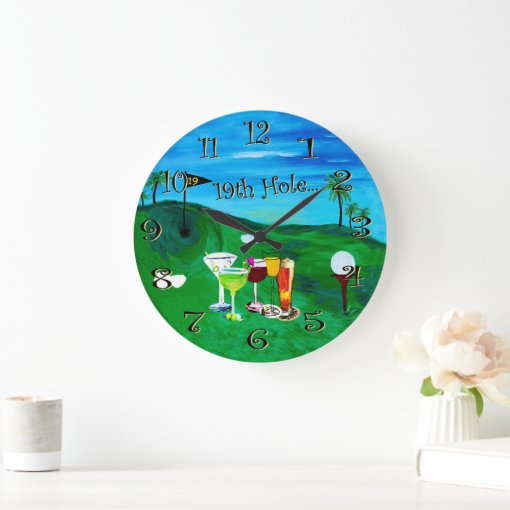 golf wall clock 19th hole | Zazzle