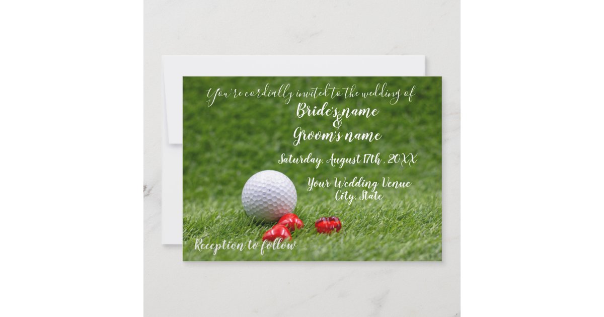 Golf Wedding Invitation card with golf ball | Zazzle