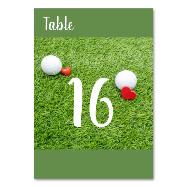 Golf Wedding table number card with golf ball | Zazzle