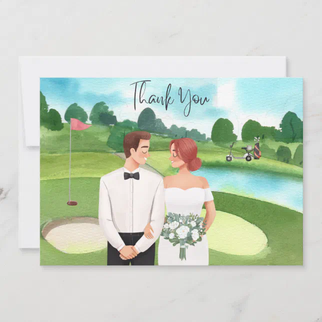 Golf Wedding Thank you card for Golfer watercolor | Zazzle
