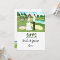 Golf Wedding with bride and groom at club house Invitation | Zazzle