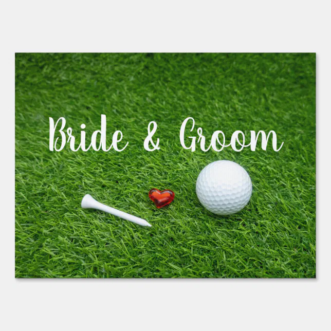 Golf wedding with golf ball and love on green sign | Zazzle