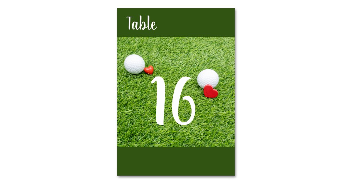 Golf with love on green grass table number | Zazzle