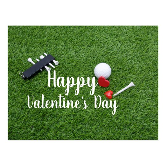 Golf with love on green Happy Valentine's Day Card | Zazzle.com