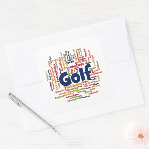 Golf Word Cloud Square Sticker | Zazzle