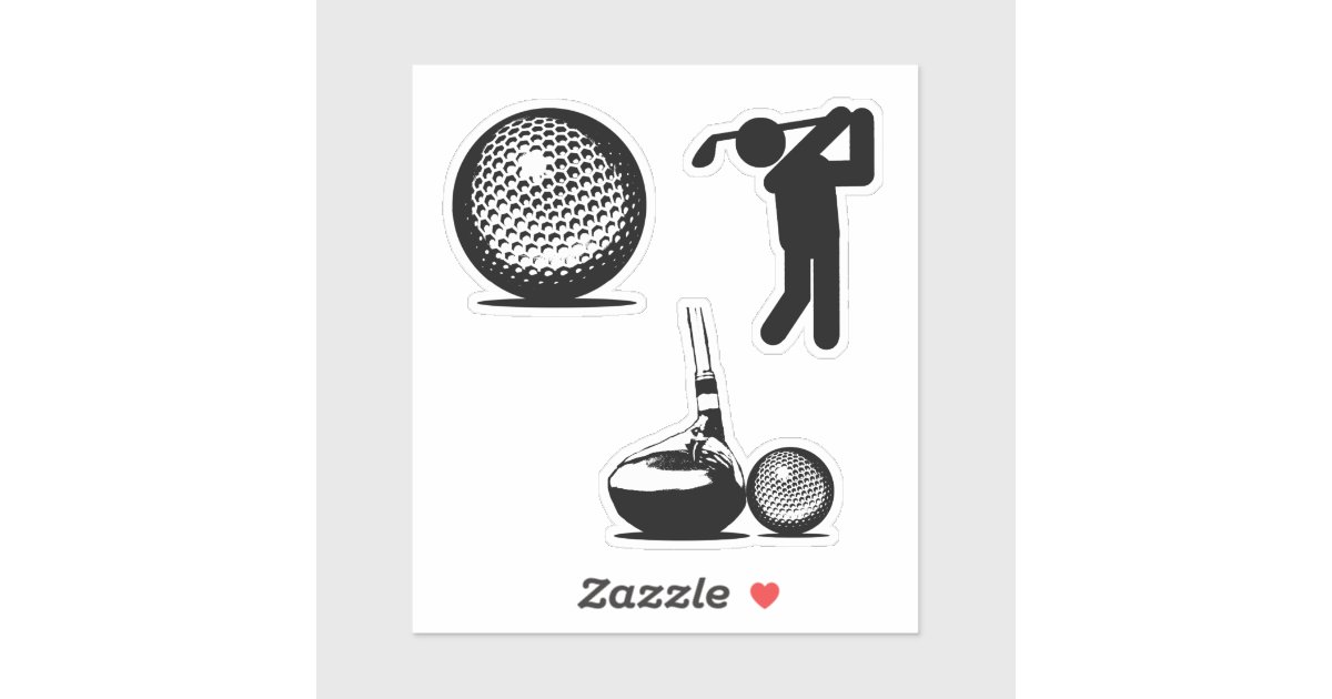 Golfer and Golf Ball Sticker | Zazzle
