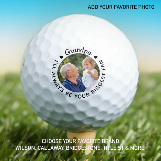 Golfer Biggest Fan - GRANDPA - Personalized Photo Golf Balls | Zazzle