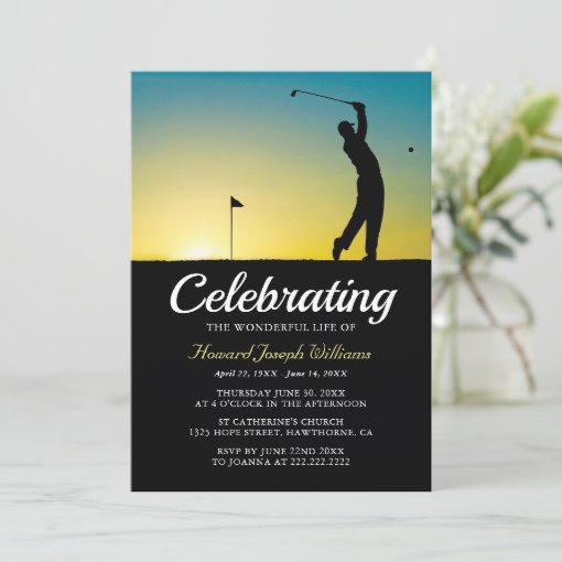 Golfer Celebration of Life | In Loving Memory Invitation | Zazzle