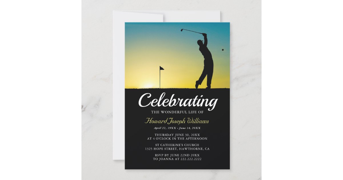 Golfer Celebration of Life | In Loving Memory Invitation | Zazzle
