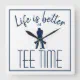 Golfer Golf Course Tee Time White Blue Square Wall Clock | Zazzle