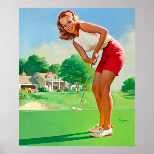 Golfer Pin Up Art Poster | Zazzle