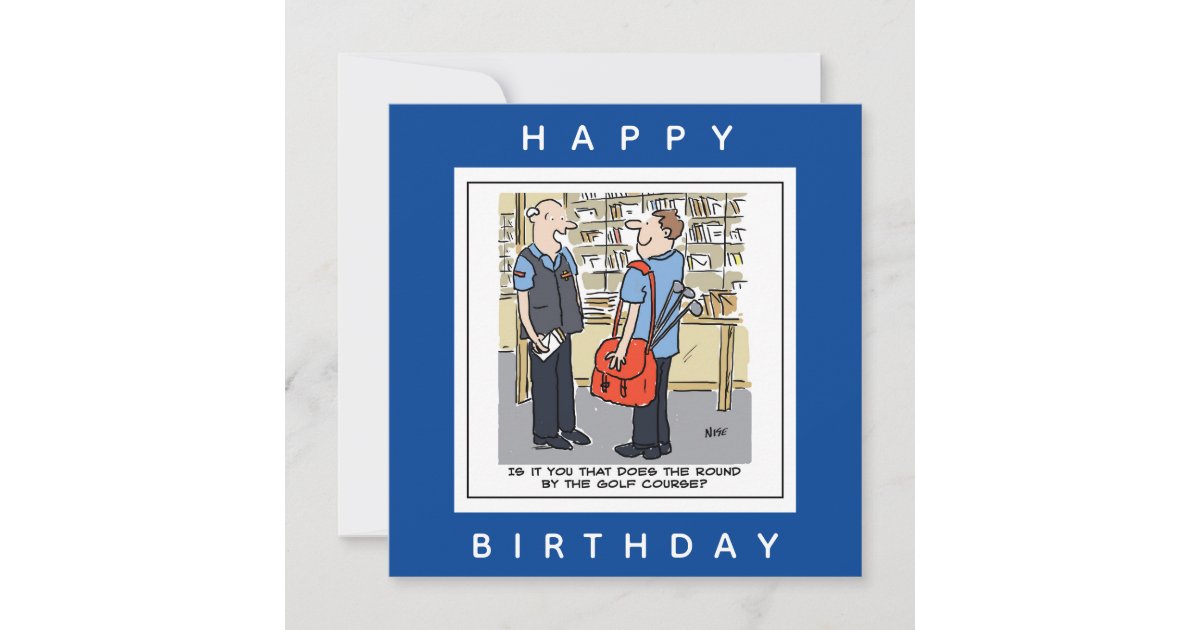 Golfer Postman Loves Golf Cartoon Card | Zazzle