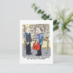 Golfer Postman Loves Golf Cartoon Postcard | Zazzle
