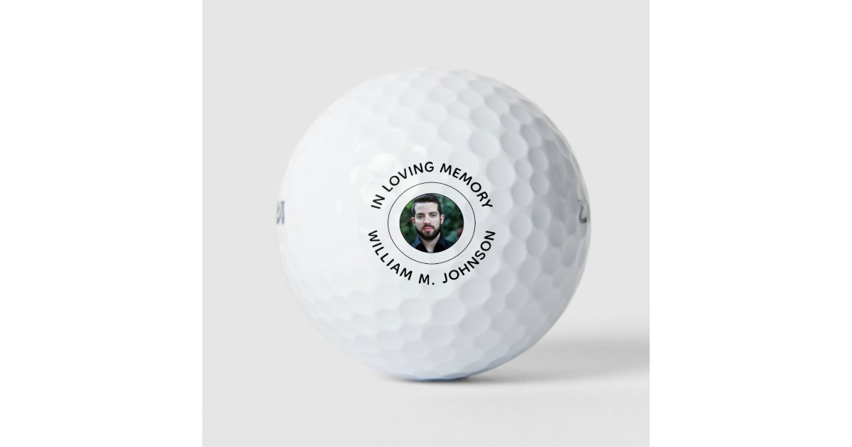 Golfer Remembrance Photo Memorial In Loving Memory Golf Balls | Zazzle