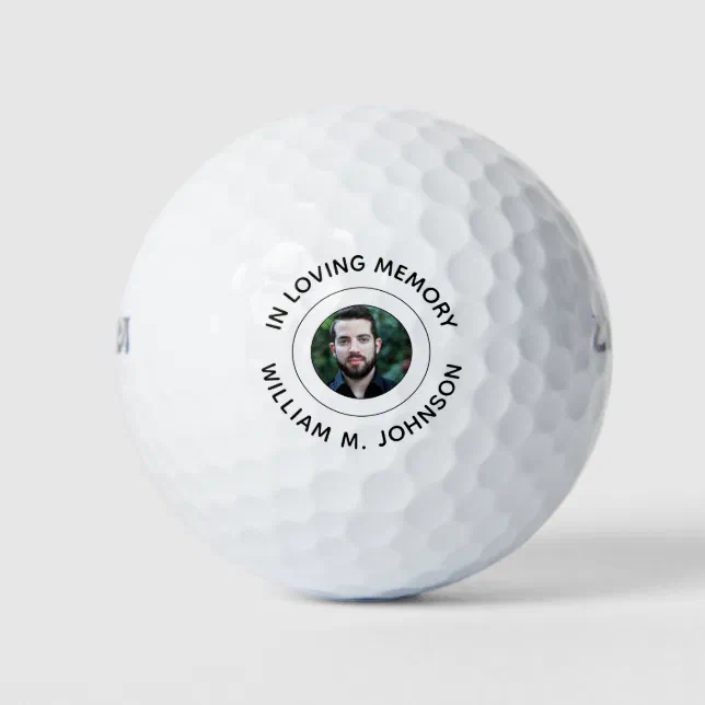 Golfer Remembrance Photo Memorial In Loving Memory Golf Balls | Zazzle
