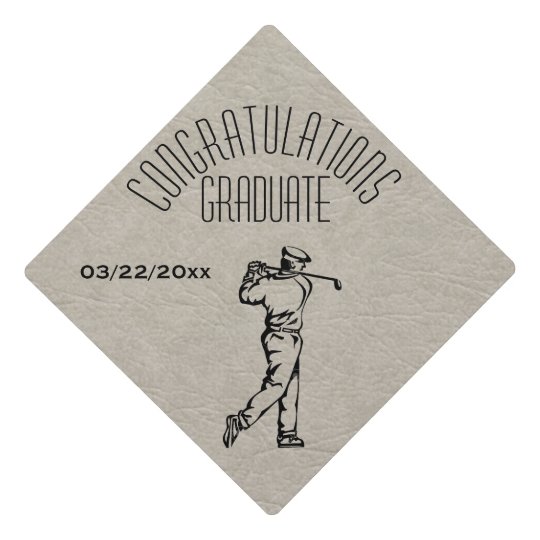 Golfer Sport Design Leather Look Graduation Cap Topper | Zazzle.com