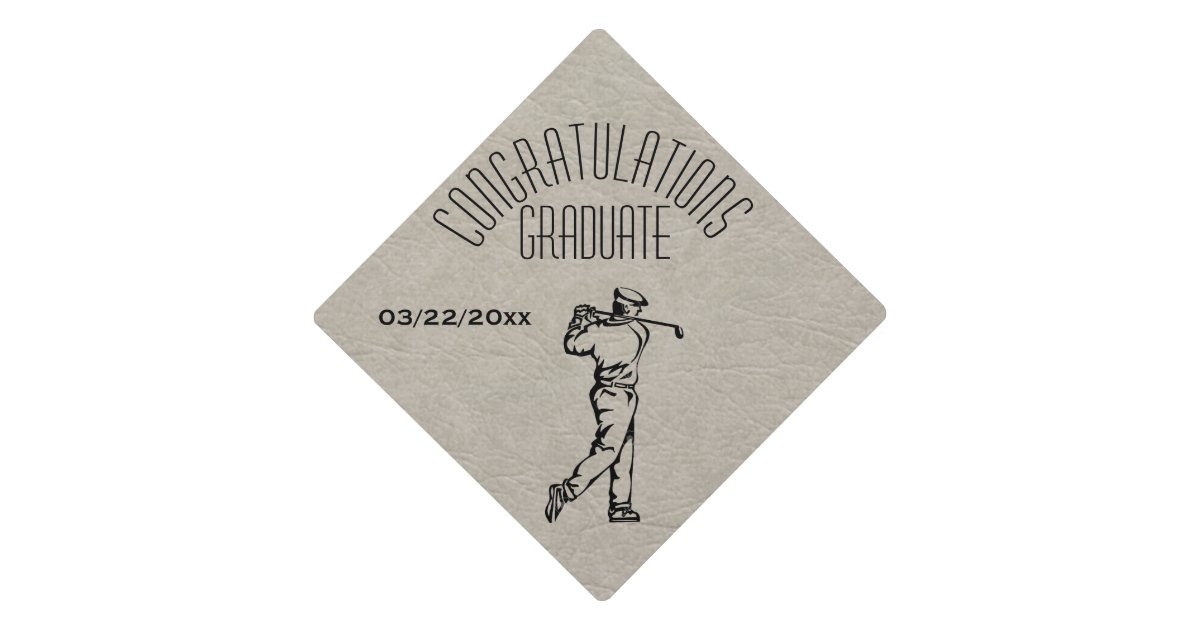 Golfer Sport Design Leather Look Graduation Cap Topper | Zazzle