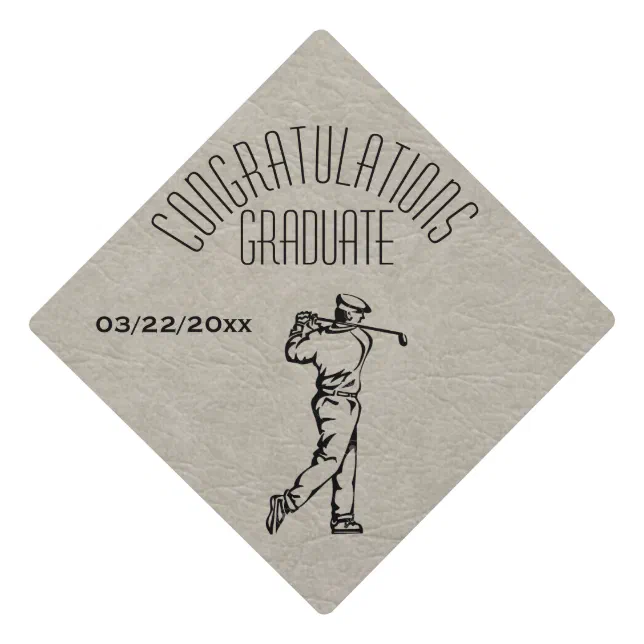 Golfer Sport Design Leather Look Graduation Cap Topper | Zazzle