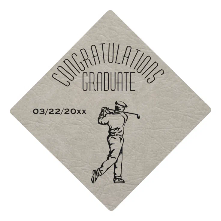 Golfer Sport Design Leather Look Graduation Cap Topper | Zazzle