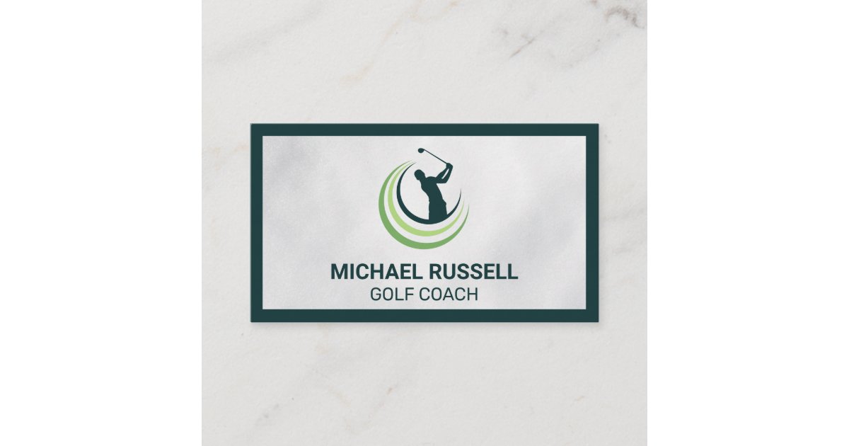 Golfer Swinging Golf Club Business Card | Zazzle