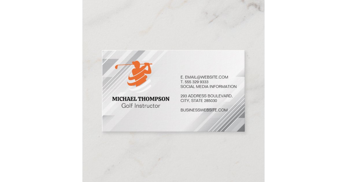 Golfer Swinging Logo | Instructor Business Card | Zazzle