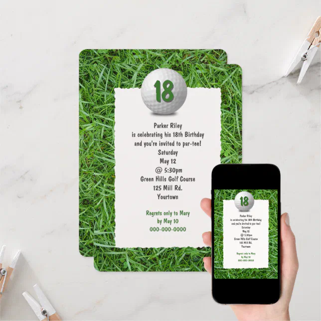 Golfer's 18th Birthday Party Invitation | Zazzle