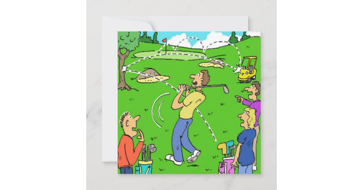 Golfer's Lucky Golf Shot Cartoon | Zazzle