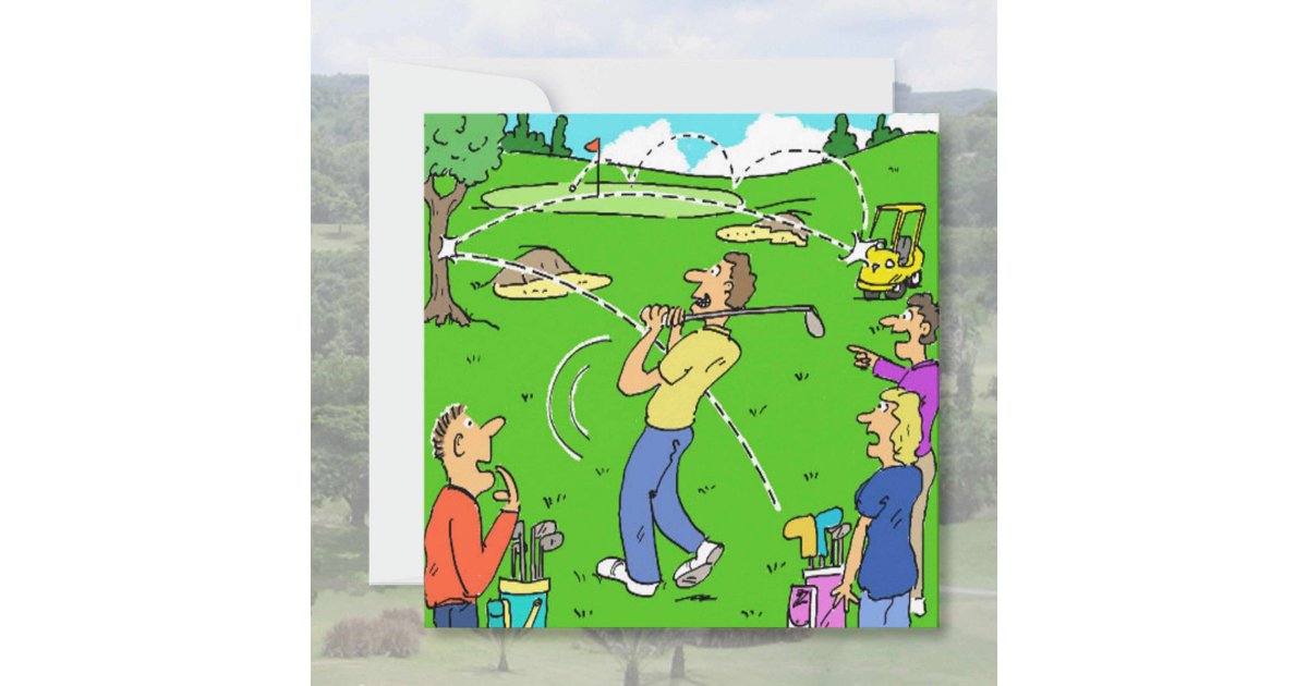 Golfer's Lucky Golf Shot Cartoon | Zazzle