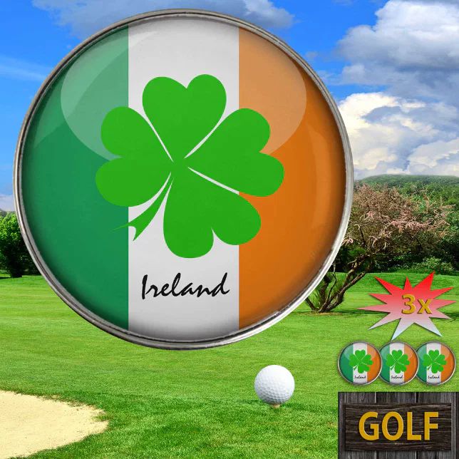 Golfing Ireland & Irish Flag /Golf Ball Marker | Zazzle